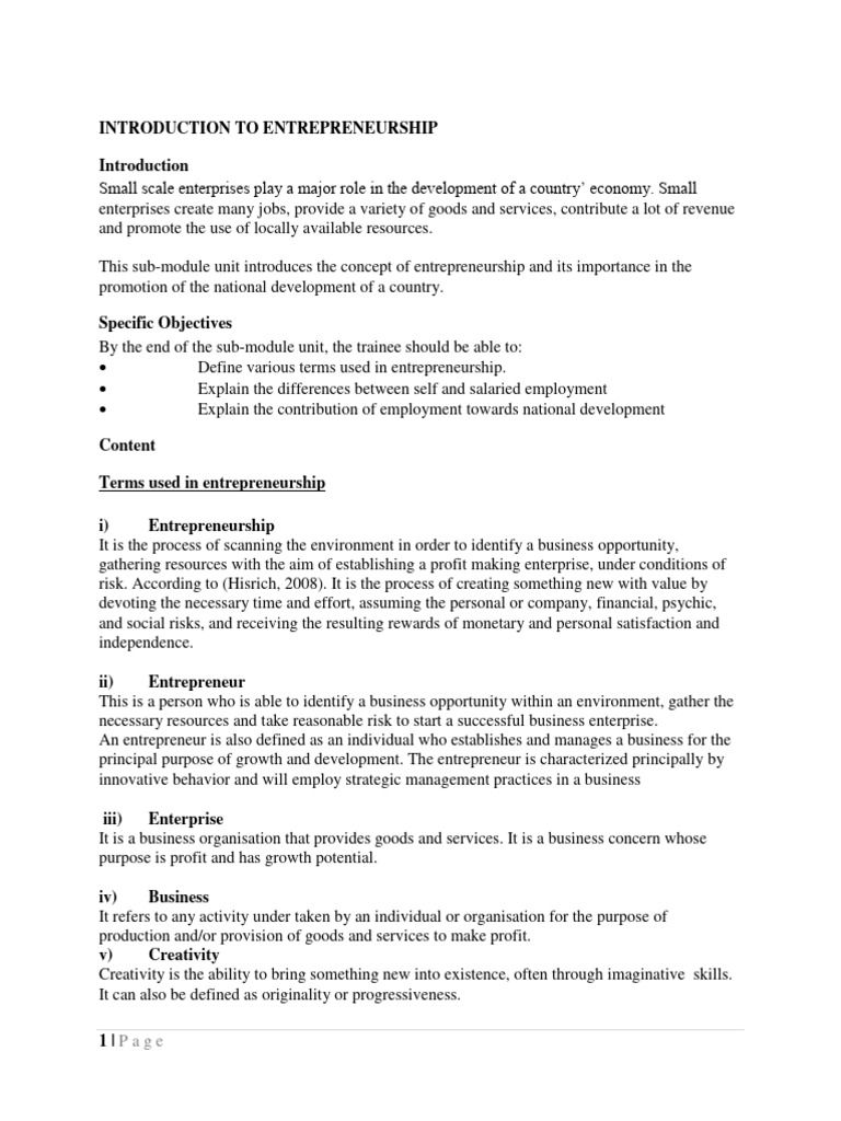 Entrepreneurship Skills Notes | PDF | Entrepreneurship | Creativity