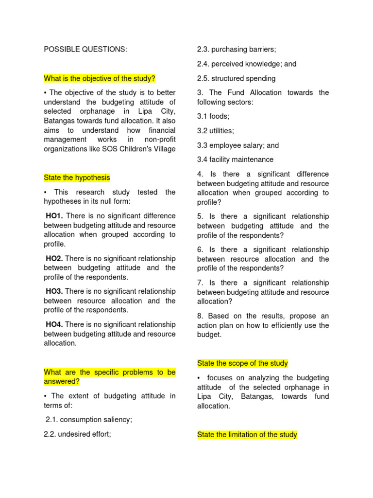 POSSIBLE QUESTIONS - Group6 | PDF | Theory | Nonprofit Organization