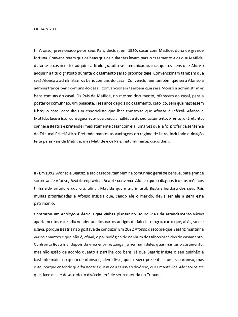 Ficha 11 | PDF | Divórcio | Casamento