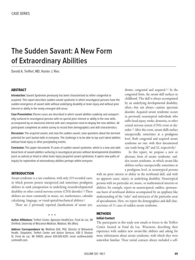 Sudden Savants | PDF | Memory | Autism Spectrum