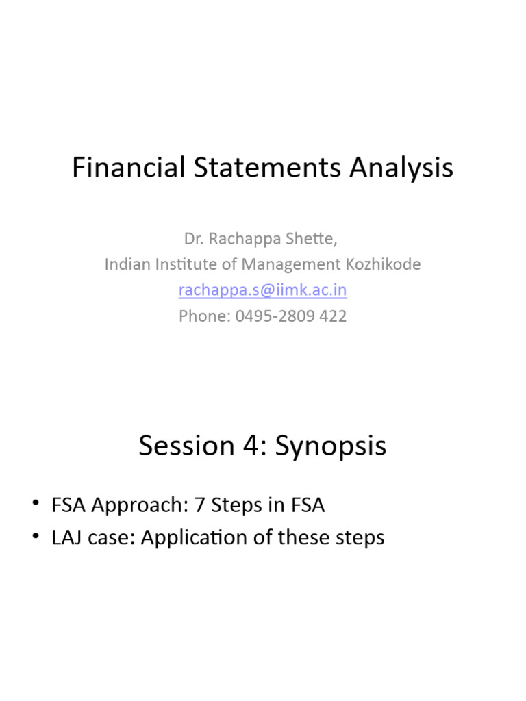 FSA - Ratio Analysis | PDF | Balance Sheet | Income Statement