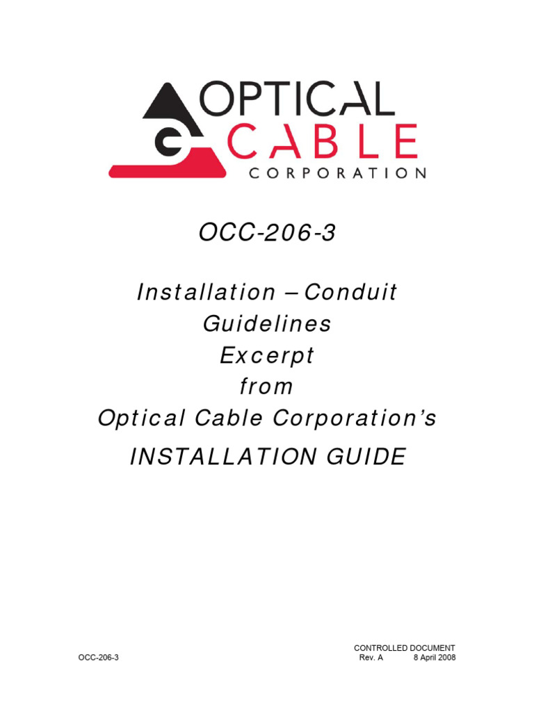 OCC-206-3 Installation-Conduit Guidelines Rev A-1 | PDF | Optical Fiber ...