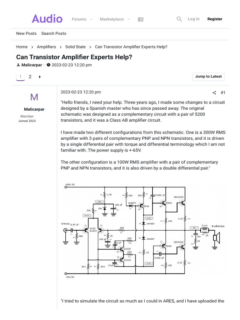 Can Transistor Amplifier Experts Help - DiyAudio | PDF | Amplifier ...