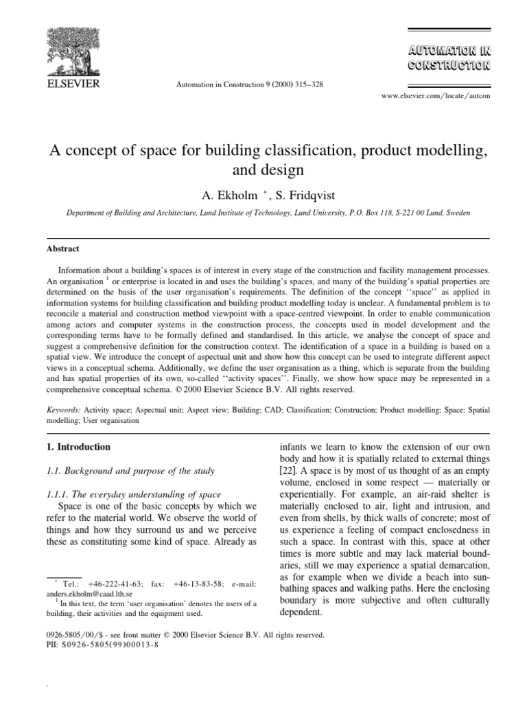Defining Space in Construction Models | PDF | Space | Concept