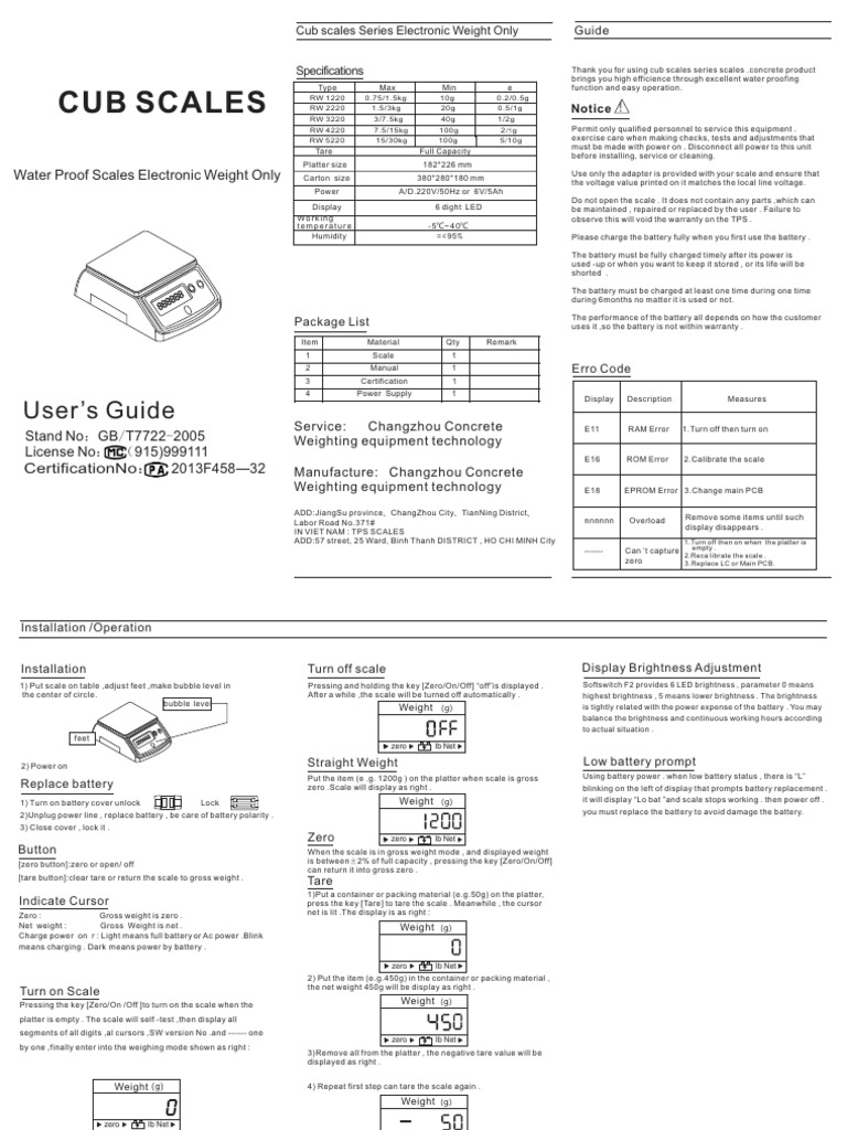 Cub Scale Supplier Manual-Tps | PDF | Electrical Engineering | Electricity