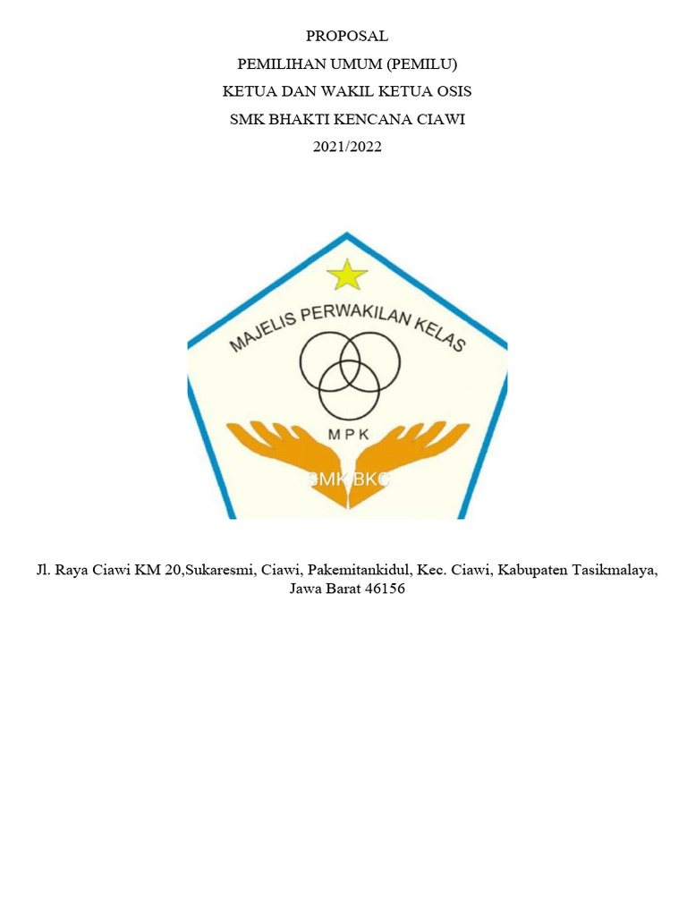 Proposal Pemilihan OSIS SMK BKC 2021/2022 | PDF
