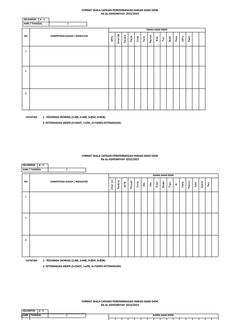 Format Skala Mingguan | PDF