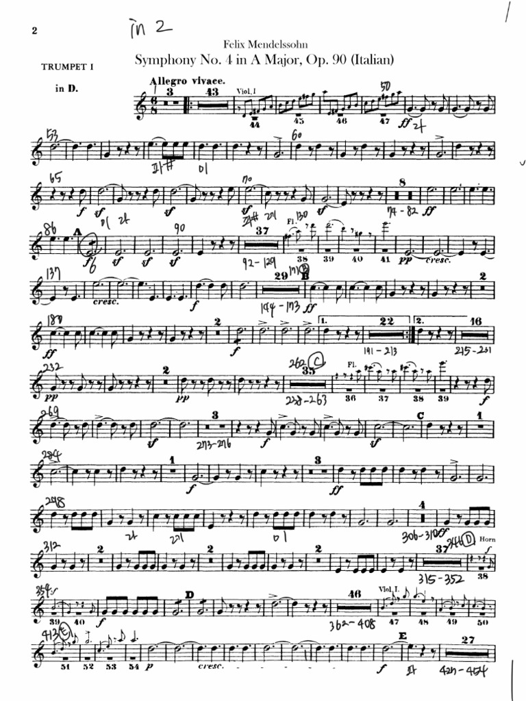Mendelssohn Sym4.Trumpet | PDF