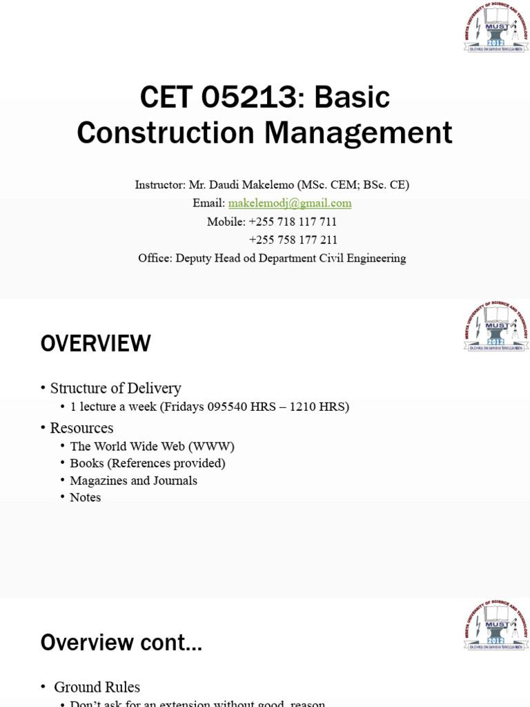 Introduction To Construction Management | PDF | General Contractor ...
