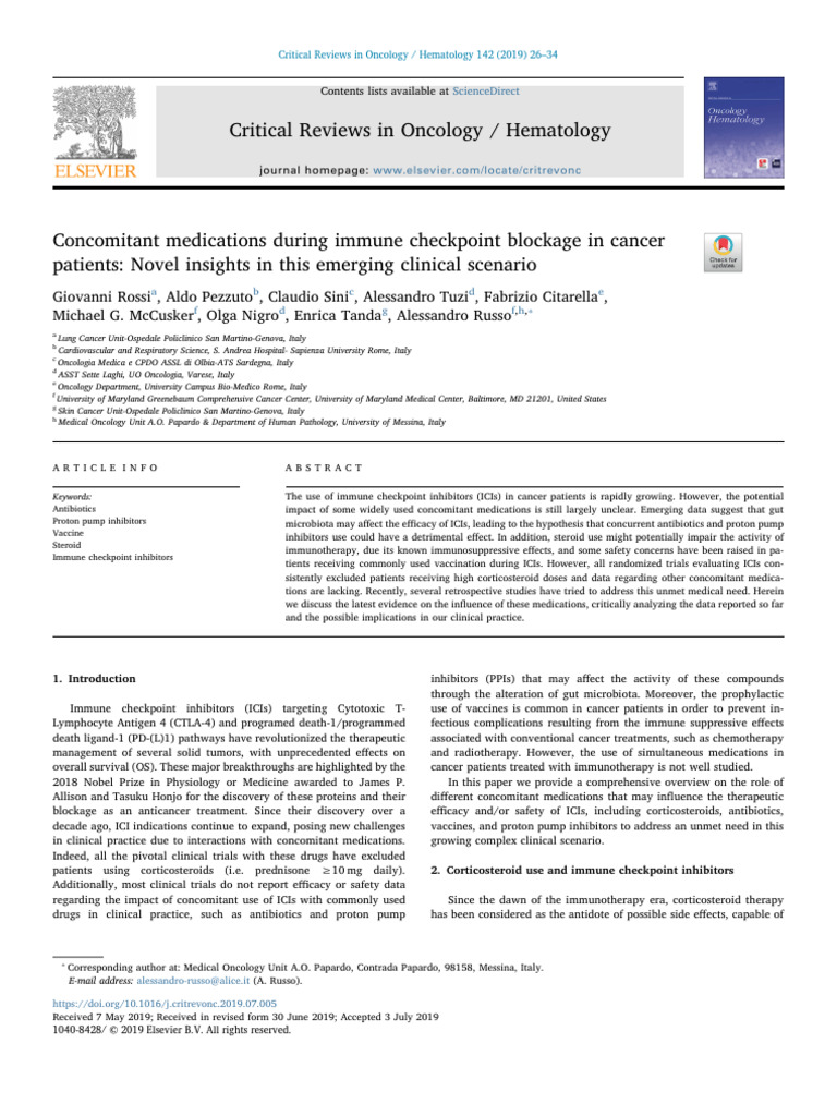 Rossi 2019 - Concomitant Medications During Immune ...
