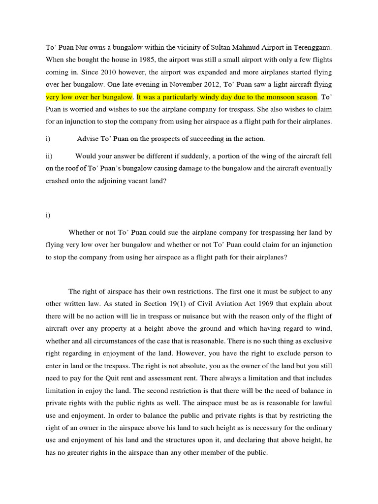 Tutorial 2 Land Law Pdf Trespass Damages