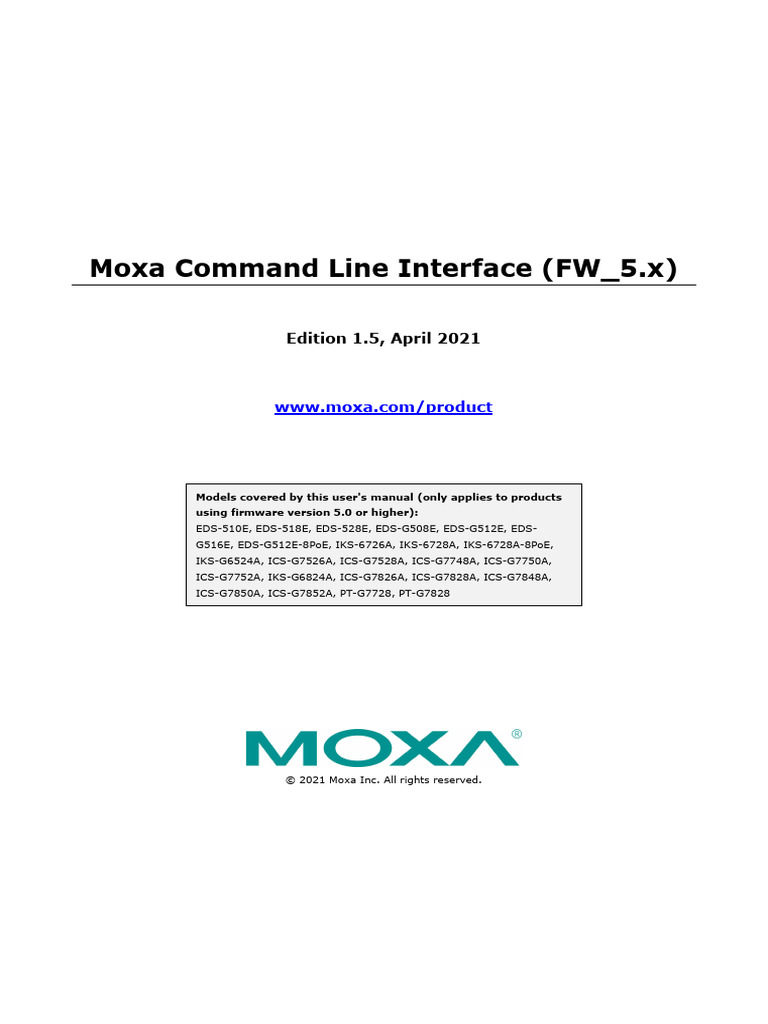 Moxa Eds 510e Series Command Line Interface FW 5.x Um Manual v1.5 | PDF | Command Line Interface ...