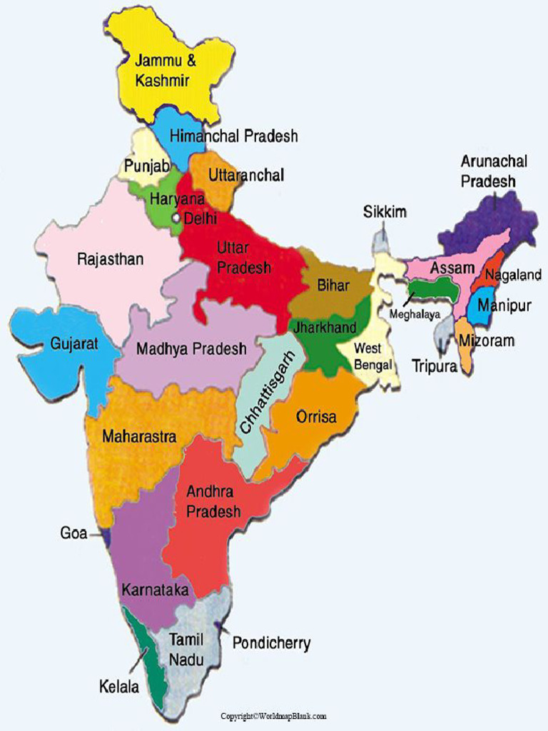 Labeled Map of India With States | PDF