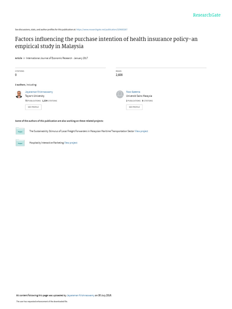 Insurancepaper | PDF | Insurance | Survey Methodology