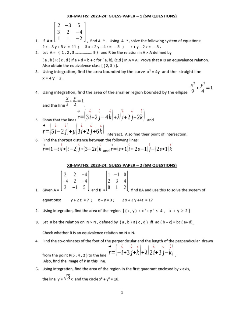 GUESS PAPER-2m, 3m & 5m Questions | PDF | Ordinary Differential ...