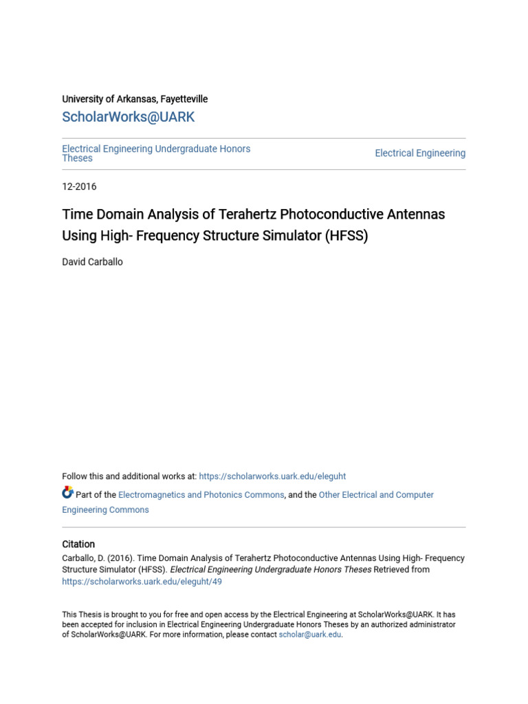 Time Domain Analysis of Terahertz Photoconductive Antennas Using | PDF