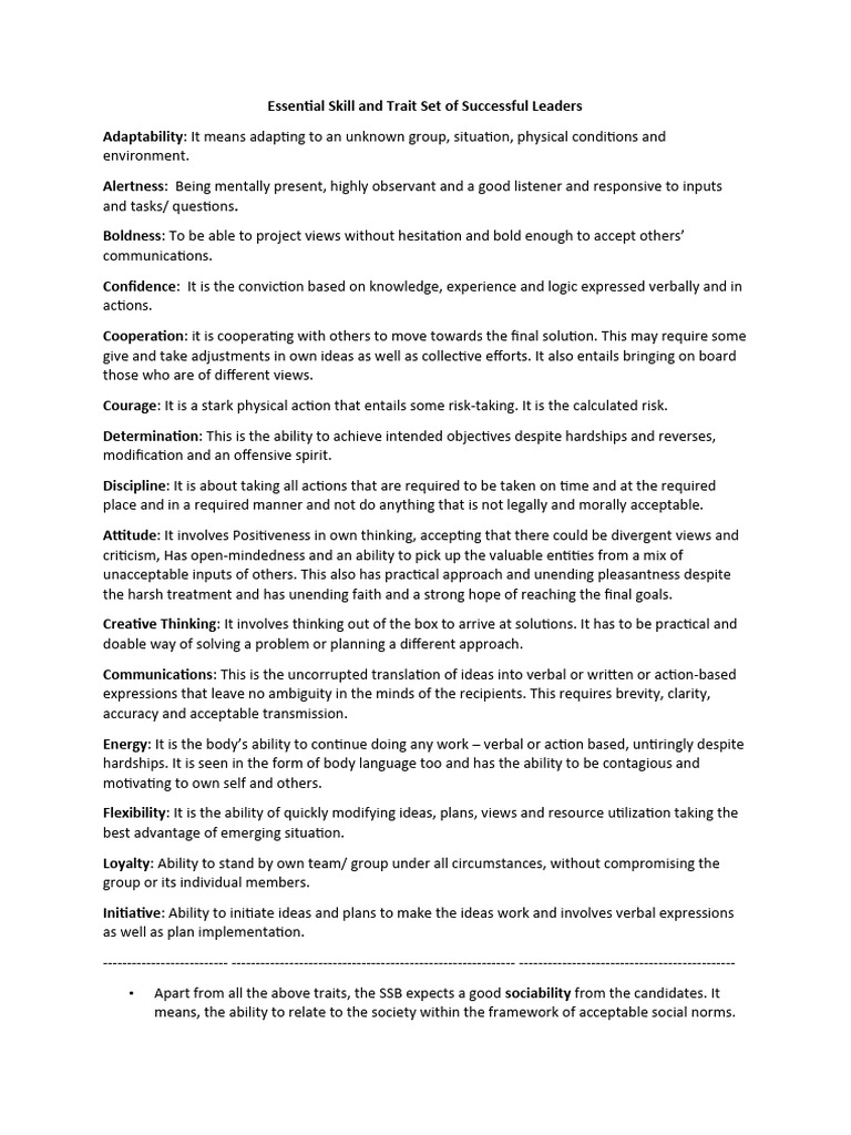 Essential Skill and Trait Set | PDF | Thought | Communication