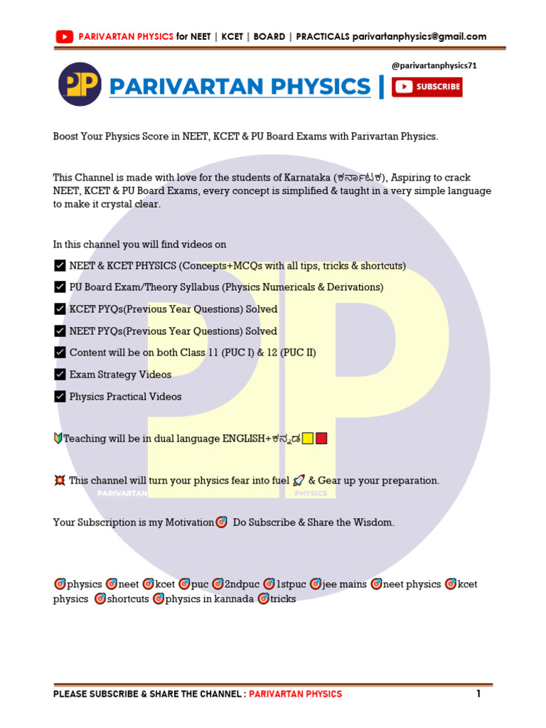 2nd PUC Physics Most Important Questions Parivartan Physics | PDF | Electromagnetic Induction ...