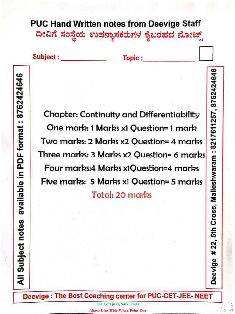 2nd Puc Maths Notes Part 2 by Deevige | PDF