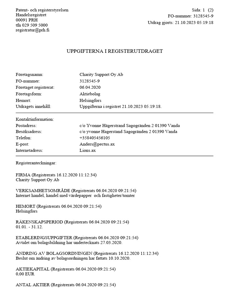 Register Extract | PDF