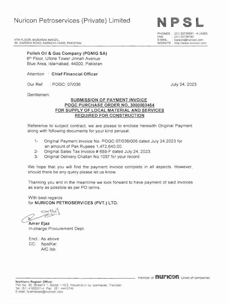 Nuricon Payment Invoice Submission | PDF | Business Documents | Economies