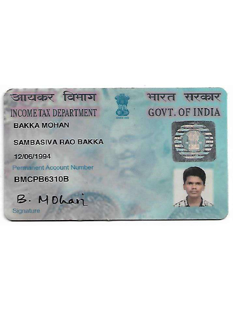 Mohan Bakka .PAN Card | PDF