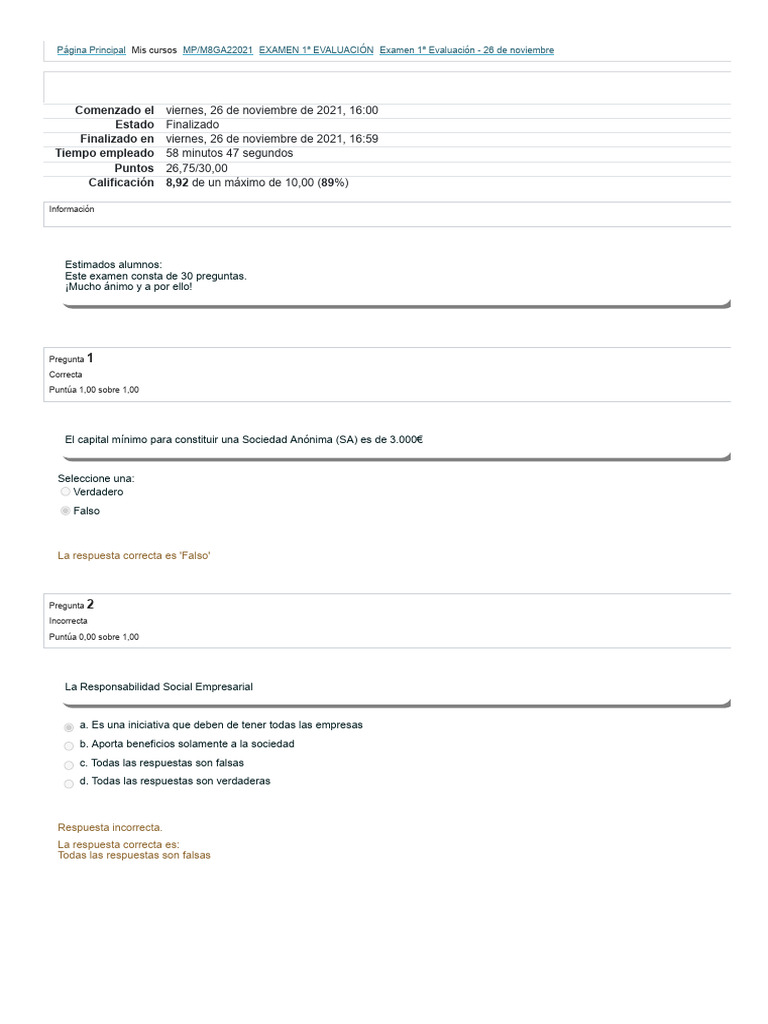 Examen Empresa, 1 Evaluacion | PDF | Crecimiento personal y profesional | Negocios