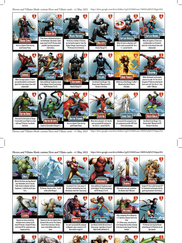 Custom Hero and Villain Cards | PDF