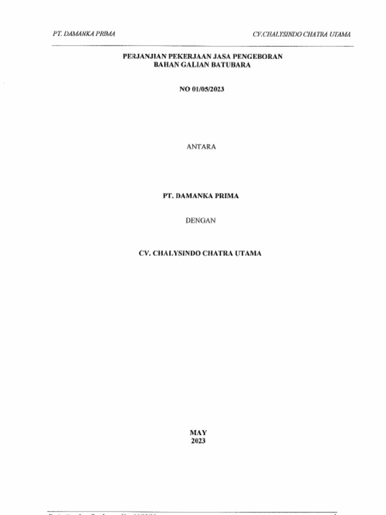 Perjanjian Pekerjaan Jasa Pengeboran | PDF