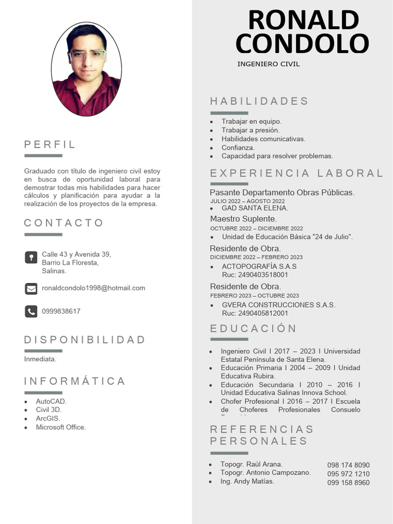 CV Ronald Condolo Ramos | PDF | Ingeniería