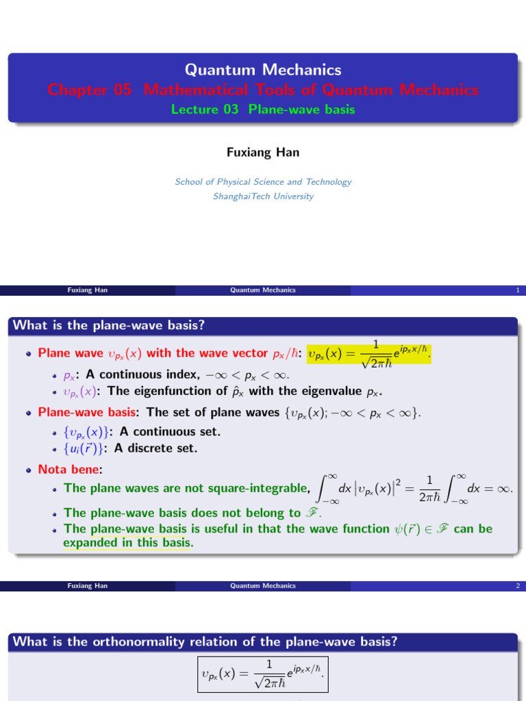 Ch05Lec03 - Plane Wave Basis | PDF | Waves | Mathematical Physics