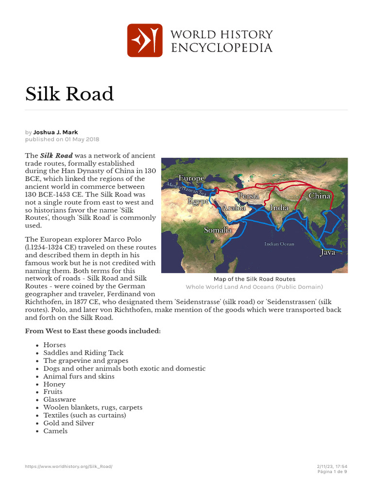 Silk Road - World History Encyclopedia | PDF | Silk Road
