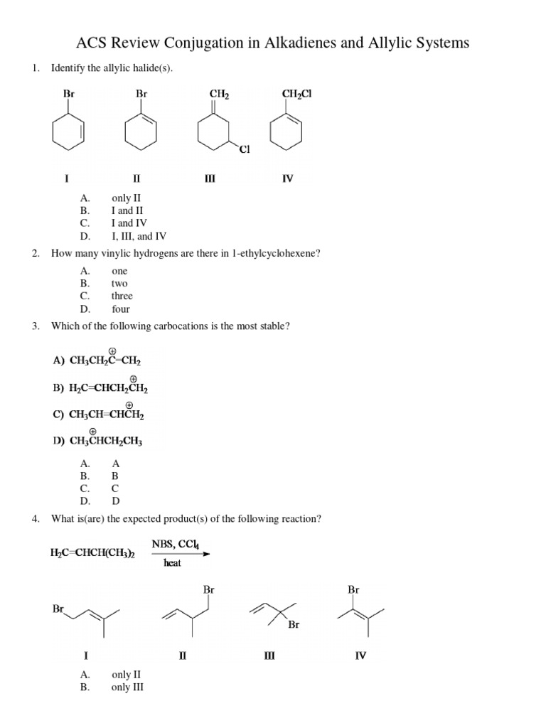 ACS Review 10 Conjugation in Alkadienes and Allylic Systems | PDF ...