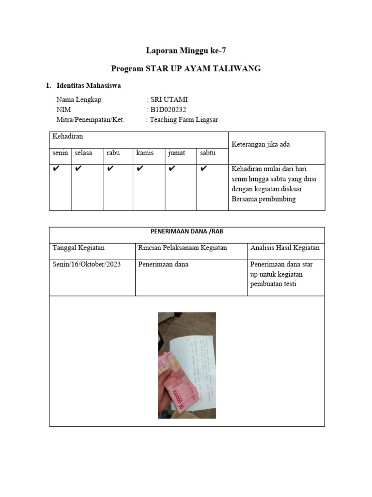 Laporan Minggu Ke-2 Ayam Taliwang-1 | PDF