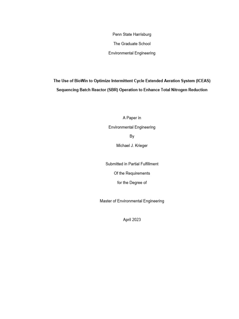 The Use of BioWin To Optimize ICEAS SBR Operation To Enhance Total ...
