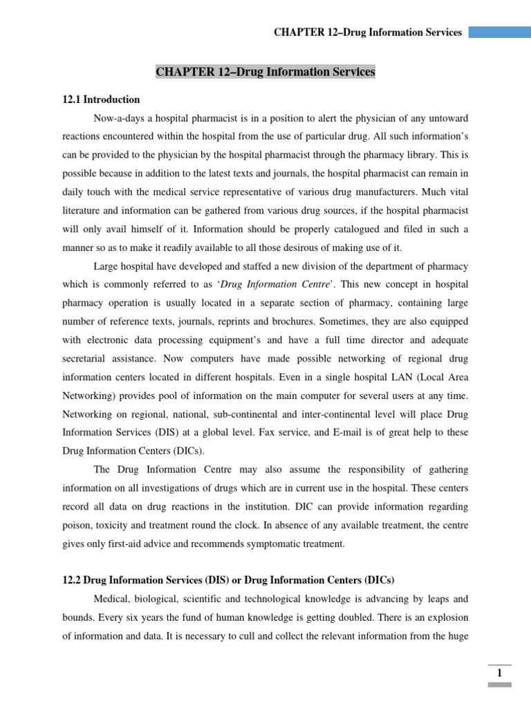 CHAPTER 12 - Drug Information Services | PDF