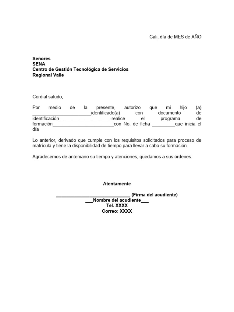 Formato de Carta de Autorización | PDF