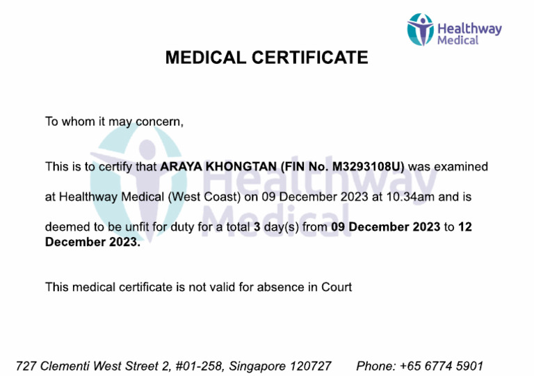 Medical Cert | PDF