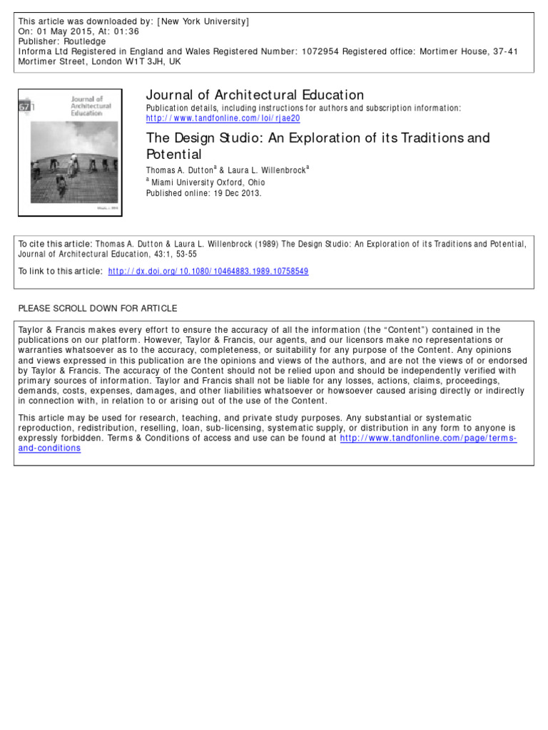 Journal of Architectural Education | PDF | Knowledge | Cognition