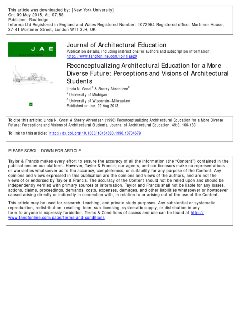 Journal of Architectural Education | PDF | Pedagogy | Curriculum