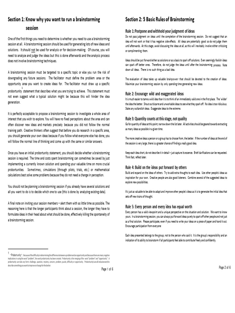 Brainstorming Guide (simple) | PDF | Brainstorming | Creativity Brainstorming Guide (simple) | PDF | Brainstorming | Creativity