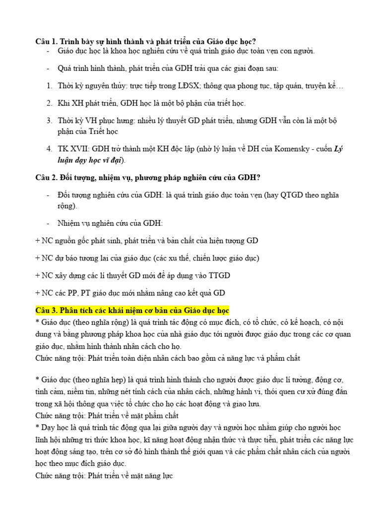 Đề cương GDH | PDF