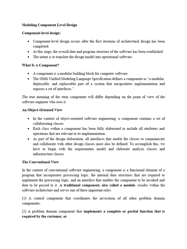 Modeling Component Level Design Pdf Inheritance Object Oriented Programming Component 
