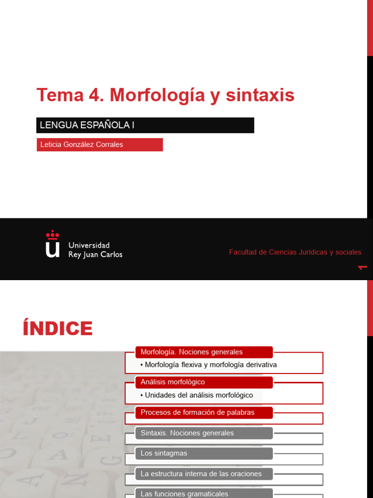 Tema 4. Morfología y Sintaxis | PDF | Palabra | Oración (Lingüística)