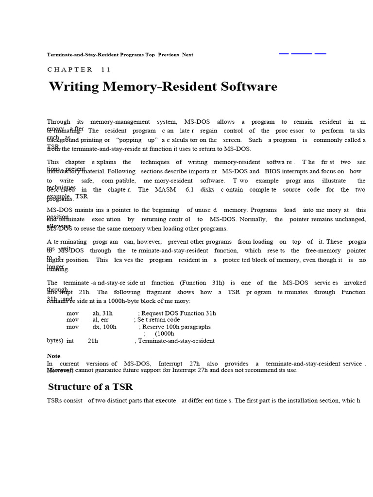 Chapter 11 - Writing Memory-Res | Download Free PDF | Computer ...