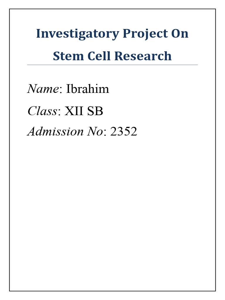 Stem Cell Project | PDF | Embryonic Stem Cell | Stem Cell