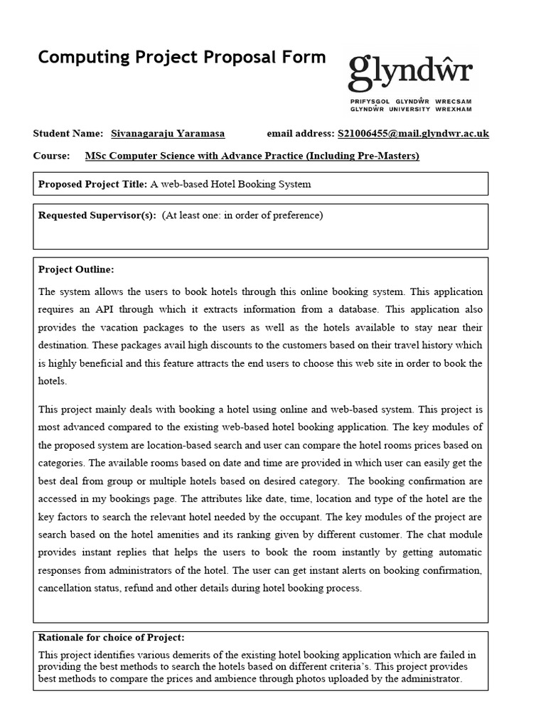 Hotel - Book - Project Proposal | PDF | World Wide Web | Internet & Web