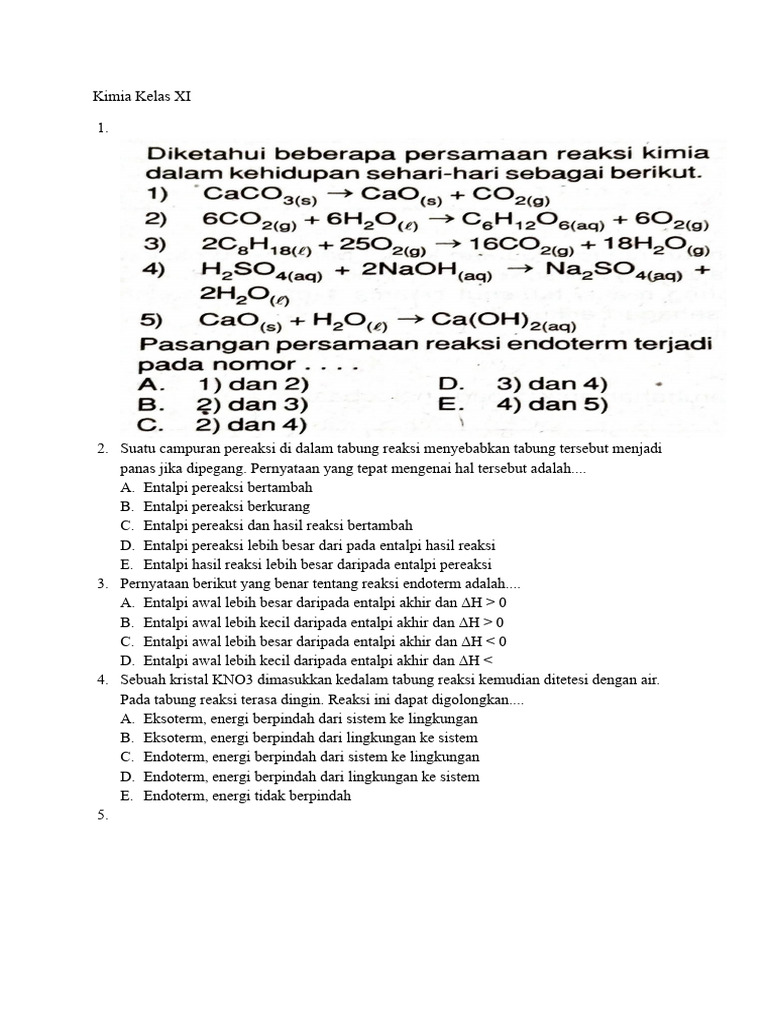 Soal PAS Kimia Kelas XI | PDF