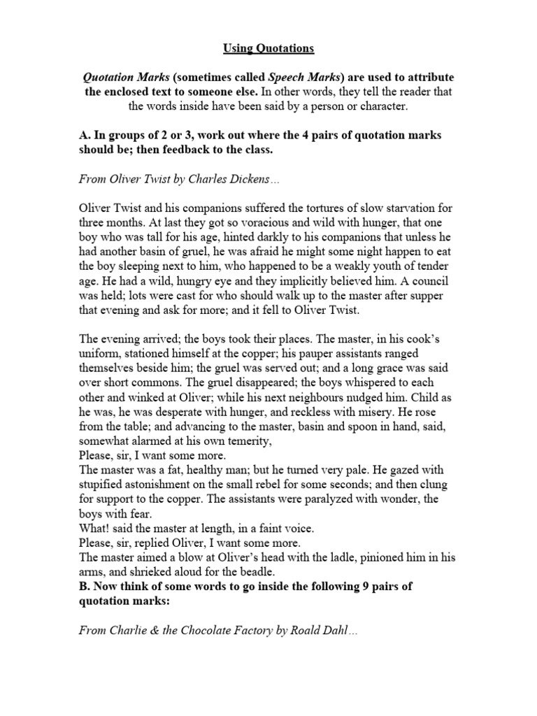 2 Quotations Worksheet | PDF