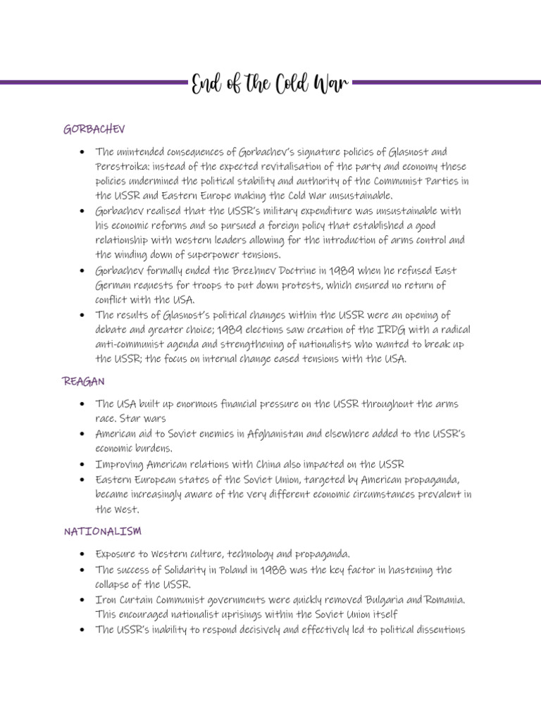 End of Cold War Summary Notes | PDF